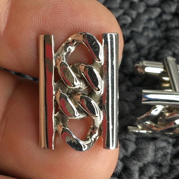 Not Branded | Accessories | Mens Silver Tone Cuff Links Chain Link ...